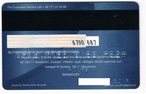 Bank Card: Nordea Blue (Nordea Bank AB, Sweden) Col:SE-VI-0007.02