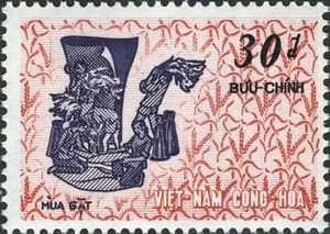 Stamp: Threshing and Winnowing Rice (Vietnam, South(The Rice Harvest ...