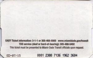 Fahrkarte: Miami-Dade Transit (Miami-Dade Transit (MDT), Vereinigte ...