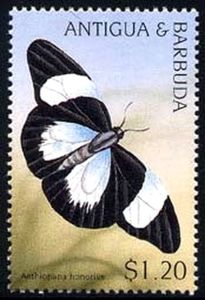 Stamp: Acraea Blue (Aethiopana honorius) (Antigua and Barbuda ...