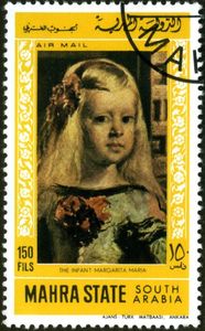 Timbre: The Infant Margarita Maria, by Diego Velázquez (Mahra(Paintings ...