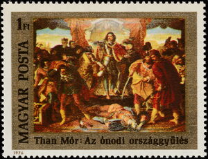 Stamp: Assembly of the Estates in Ónod; by Than Mór (Hungary(300th ...