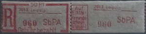 Stamp: SbPA (Germany, Democratic Republic (DDR)(Registered mail stamp ...