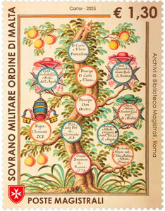 Stamp: Family Tree of Carlo Albani, 1729 (Malta, Sovereign Military ...