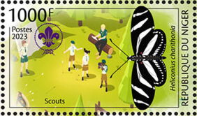 Stamp: Heliconius charithonia (Niger(Scouts (2023)) Yt:NE 8870 📮