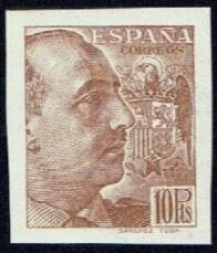 Stamp: General Franco (Spain(General Franco (I) with editor "SANCHEZ ...
