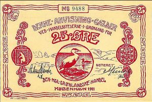 Banknote: 25 Ore (Greenland) (1911 Issue) Wor:P-7b