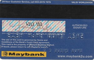 Bank Card: Maybankard (Maybank, MalaysiaCol:MY-MC-0008 💳
