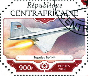 Stamp: Tupolev Tu-144 (Central African Republic(Aircraft 2019) Mi:CF 8903 📮