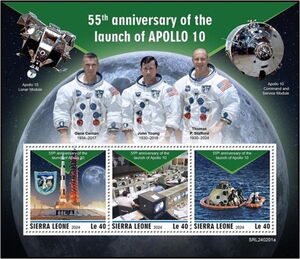 Stamp: 55th Anniversary of the Launch of Apollo 10 (Sierra Leone(Apollo ...