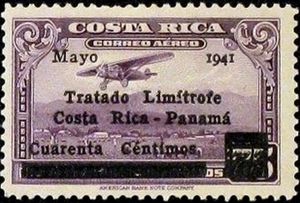 Stamp: Mail Plane overprint (Costa Rica(Border treaty Costa Rica ...