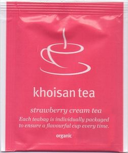 Tea Bag: strawberry cream tea, bs EU organic farming logo, glossy ...