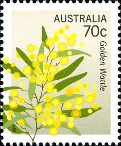 Stamp: Golden Wattle (Acacia pycnantha) (Australia(Floral Emblems) Mi ...