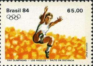 Stamp: Long Jump (Brazil(Summer Olympic Games 1984 - Los Angeles) Mi:BR ...