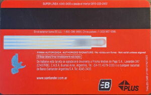 Bank Card: Santander (Banco Santander Rio, ArgentinaCol:AR-VI-0275.04 💳