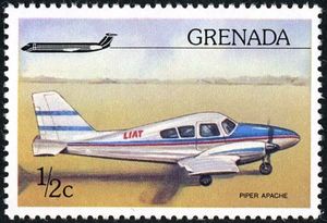 Stamp: Piper Apache (Grenada(Airplanes 1980 Definitive issue) Mi:GD 783 ...