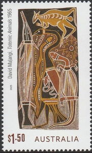 Stamp: Totemic Animals by David Malangi (Australia(Bark Paintings of ...