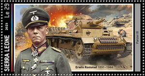 Stamp: Panzer III, Erwin Rommel (1891–1944) (Sierra Leone(Battle of ...