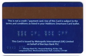 Bank Card: BARCLAYS - smartsave (Barclays Bank, United Kingdom of Great ...