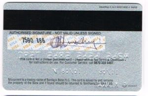 Bank Card: MonumenT (Barclays Bank, United Kingdom of Great Britain ...