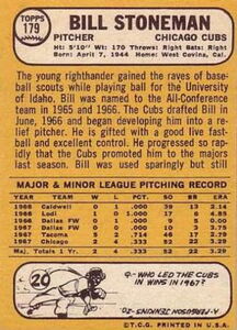 Sports Card: #179 Bill Stoneman (1968) (Baseball, North America(1968 ...
