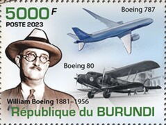 Stamp: Boeing 787, Boeing 80, William Boeing 1881–1956 (Burundi ...