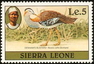 Stamp: Denham's Bustard (Neotis denhami) (Sierra Leone(Definitives ...