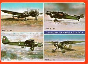Postcard: Aero A-300. Letov S-50. MB-200. Aero A-102 (Czechoslovakia ...