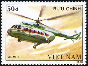 Stamp: Mil Mi - 8 (Vietnam(Helicopters) Mi:VN 2020,Sn:VN 1955,Yt:VN 875 ...
