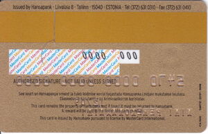 Bank Card: Waves-4 (Hansapank, EstoniaCol:EE-MC-0029 💳