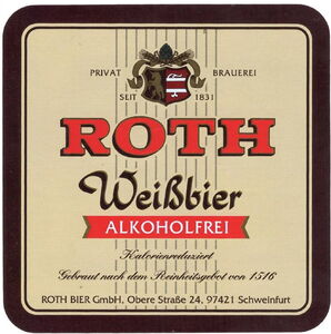 Drink Label: Roth Weissbier Alkoholfrei (Brauerei L. Roth GmbH ...