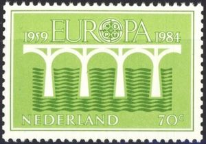 Stamp: Bridge as connecting Symbol - Coil (Netherlands(Europa (C.E.P.T ...