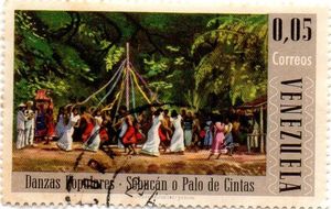 Stamp: "Sebucan" or "Palo de Cintas" Dance (Venezuela(Folk dances) Mi ...