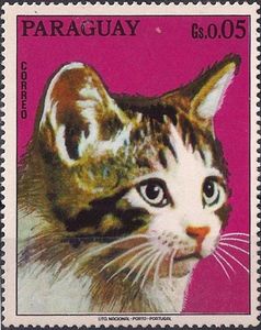 Stamp: Domestic Cat (Felis silvestris catus) (Paraguay) (Cats) Mi:PY ...