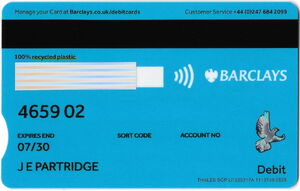 Bank Card: Barclays Visa Debit (Barclays Bank, United Kingdom of Great ...