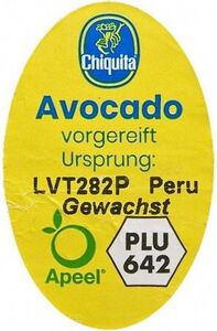 Fruit Sticker: Chiquita Vorgereift Apeel PLU642 (PeruCol:PE-FR-00357 🍎