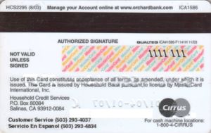 Bank Card: Orchard bank Silver (Orchard Bank, United States of America ...