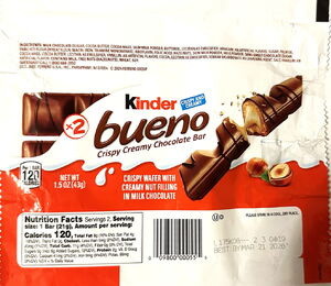 Chocolate Wrapper: Kinder Bueno 2 bars (Ferrero U.S.A. Inc., United ...