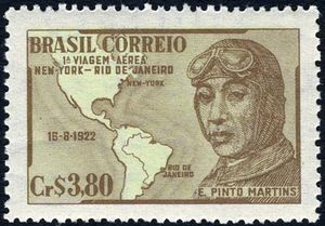 Stamp: Euclides Pinto Martins and Map (Brazil(29th Anniversary of First ...