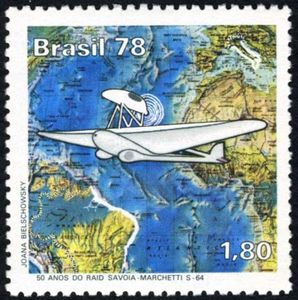 Stamp: 50 Years Raid Savoia Marchetti (BrazilMi:BR 1658,Sn:BR 1564,Yt ...