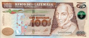 Banknote: 100 Quetzales (Guatemala(2010-2021 Issue) Wor:P-126b