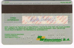 Bank Card: Bancomer (Bancomer, Mexico) Col:MX-MC-0089