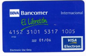 Bank Card: International (Bancomer, Mexico) Col:MX-VE-0003.04