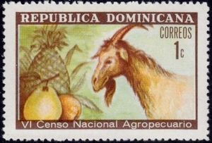 Stamp: Domestic Goat (Capra aegagrus hircus), Fruits (Dominican ...