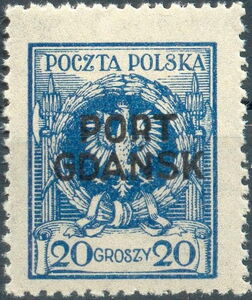 Timbre: Eagle in a Laurel Wreath (Dantzig, Ville libre : Bureau de ...