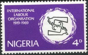 Stamp: ILO Emblem (Nigeria(International Labour Organisation) Mi:NG 224 ...