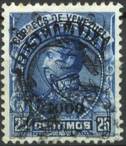 Stamp: Effigy Of Simón Bolívar (Venezuela(Simon Bolivar overprinted 1900 and Resellada) Mi:VE 75 ...