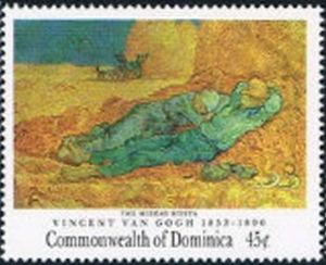 Stamp: The Midday siesta, by Vincent Van Gogh (Dominica) (Paintings by ...