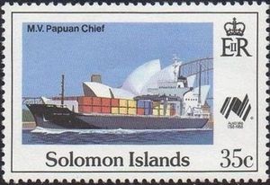Stamp: M.V. "Papuan Chief“ (container ship) (Solomon Islands ...