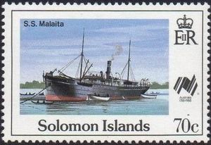 Stamp: S.S. "Malaita“ (liner) (Solomon Islands(Colonization of ...